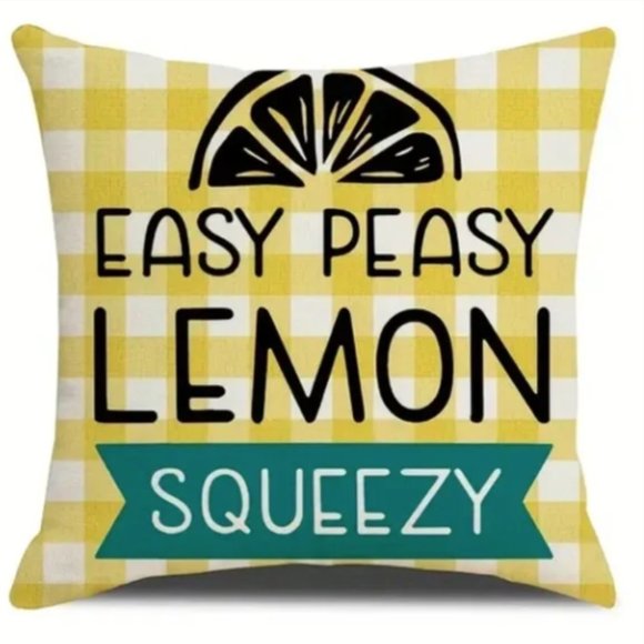Unbranded | Accents | New Linen Blend Easy Peasy Lemon Squeezy Plaid ...